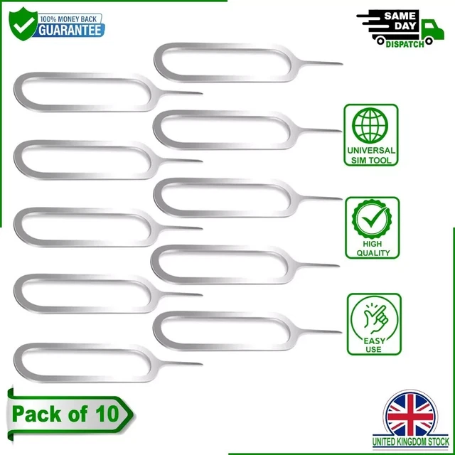 10 X SIM CARD EJECT EJECTOR PIN REMOVAL OPEN TOOL KEY APPLE IPHONE IPAD ...