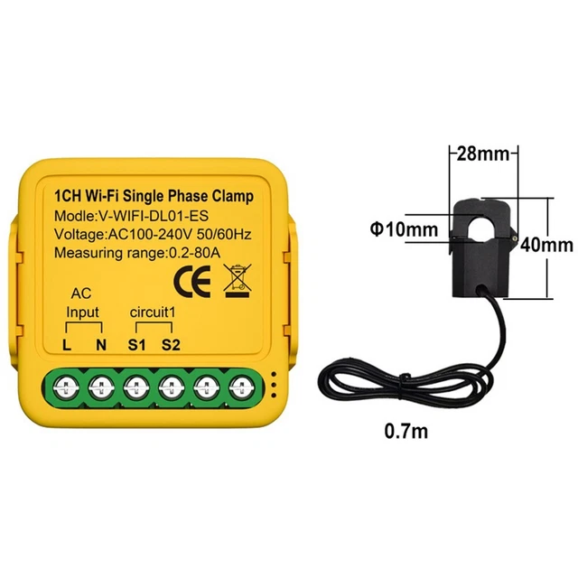 WIRELESS ENERGY METER with Current Transformer Clamp Monitor Power ...