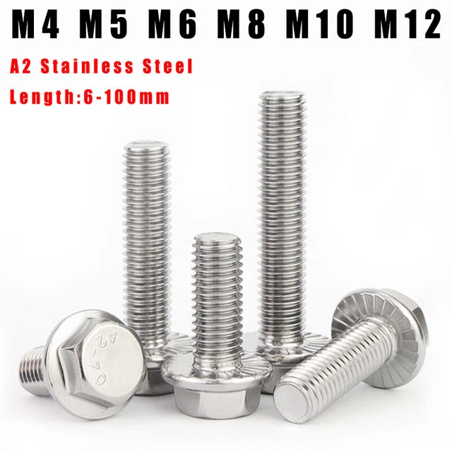 M4 M5 M6 M8 M10 M12 Flanged Hexagon Head Bolts Flange Hex Screws ...