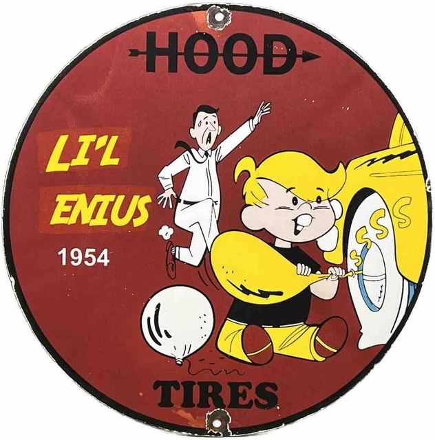 VINTAGE HOOD TIRES Porcelain Sign Gas Station Oil Continental Michelin ...