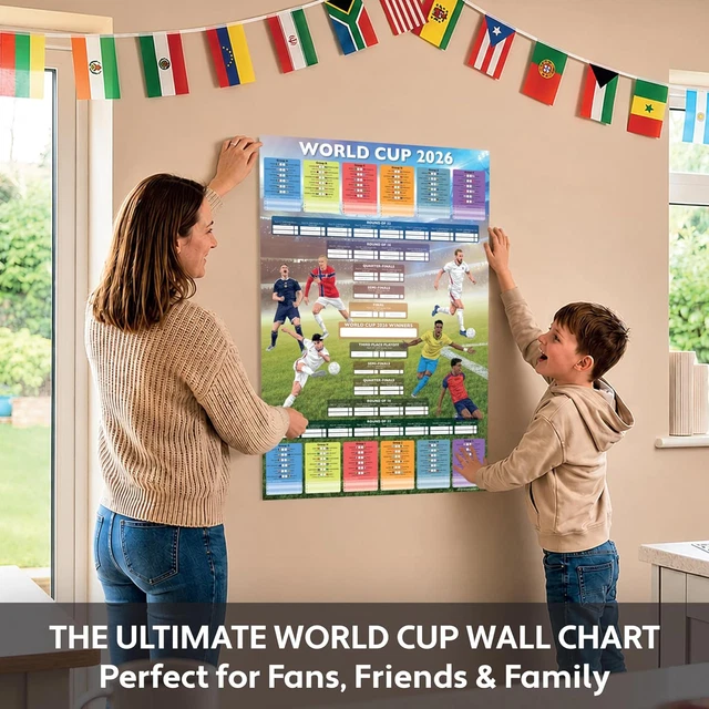 WORLD CUP WALL Chart 2026 UK Timings A2 Poster Twin Pack Designed ...