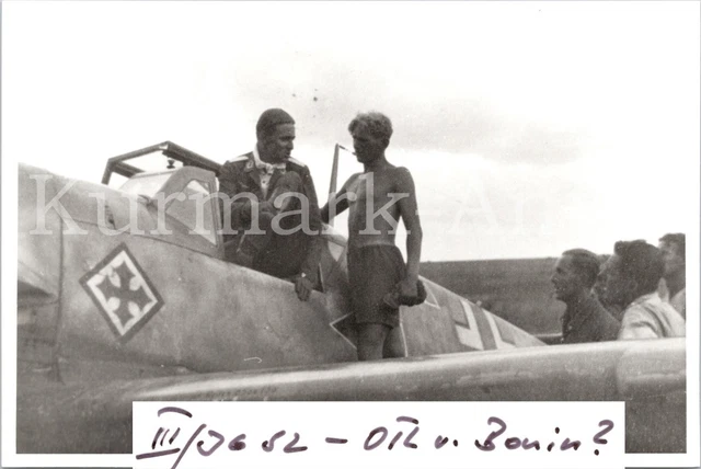 R091 FOTO WEHRMACHT Archiv Repro Luftwaffe Flugzeug JG52 Me109 Emblem ...