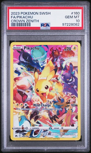 PSA 10 PIKACHU 160/159 Crown Zenith Secret Rare Full Art Pokemon Card ...