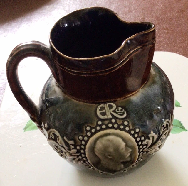 ROYAL DOULTON STONEWARE 1902 Coronation King Edward Vii Queen Alexandra ...