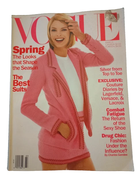 US VOGUE MAGAZINE March 1994, USA Linda Evangelista, American, fashion ...