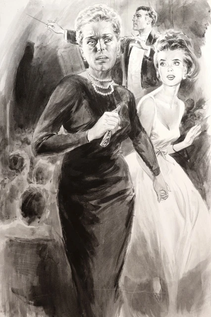 1966 ORIGINAL DRAWING Angelo Di Marco Lavis Chinese Ink Novel-Photo TV ...