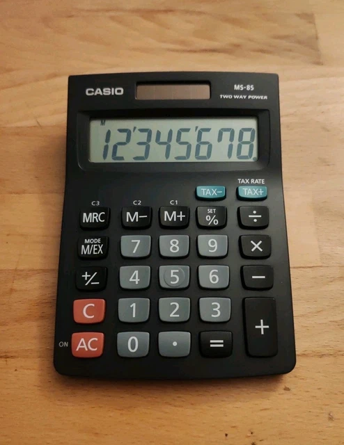CASIO MS-8S TWO Way Power Desk Tax Calculator - Solar or Battery ...