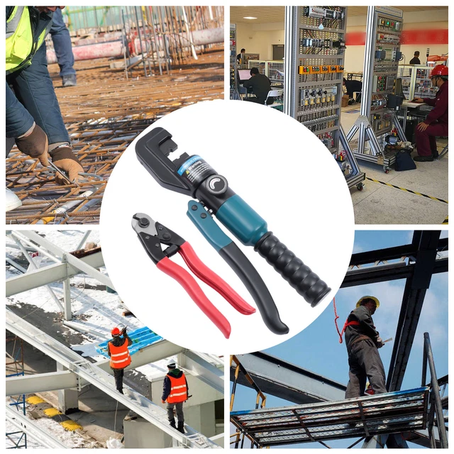 8 TON HYDRAULIC Hand Crimper Tool for Cable Railing Swaging Stainless ...