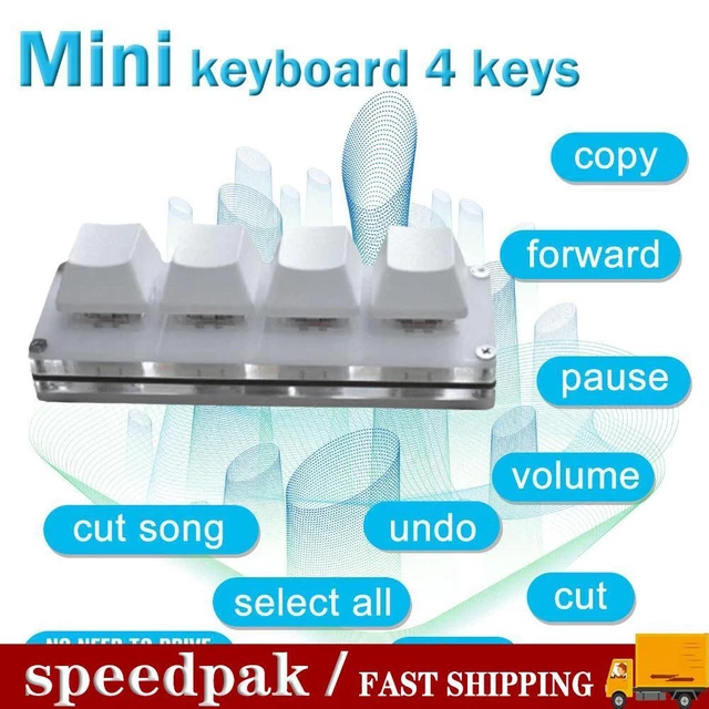 4-KEY USB MINI Mechanical Keyboard Custom Shortcut Macro Programmable ...