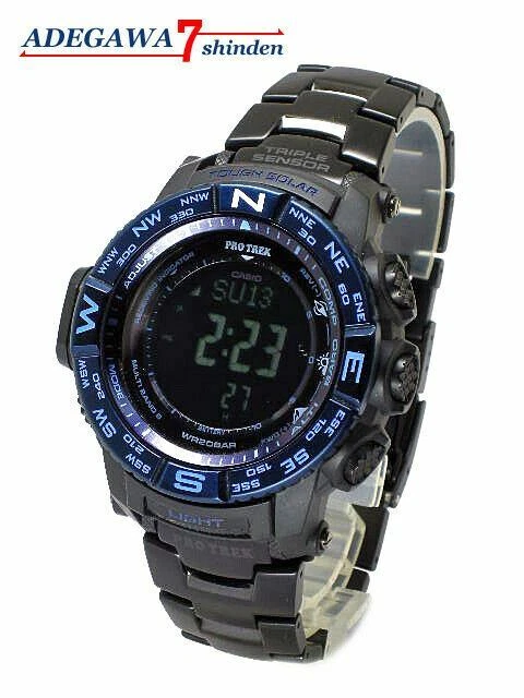 CASIO PROTREK TOUGH Solar Radio Clock Triple Sensor Black Blue Prw ...