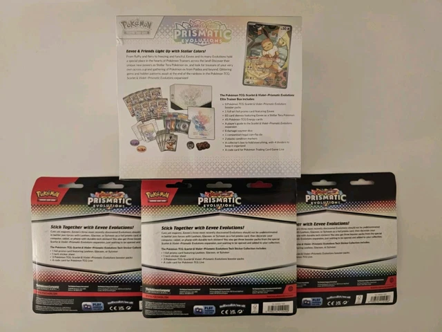 POKÉMON TCG PRISMATIC Evolutions ETB & 3 Pack Blister Set x3 - New ...