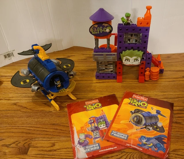 FISHER PRICE TRIO W2061 Joker's Laugh Lab & W2062 Batman Bat Sub 100% ...