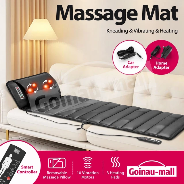 10 MOTORS VIBRATING Massage Mat Heated Mattress Back Neck Massage ...