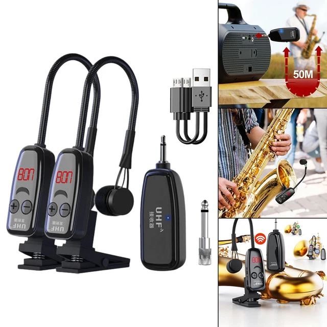 SAX MICROPHONE MINI Mic Saxophone Mic UHF Mic for Trumpets Voice ...