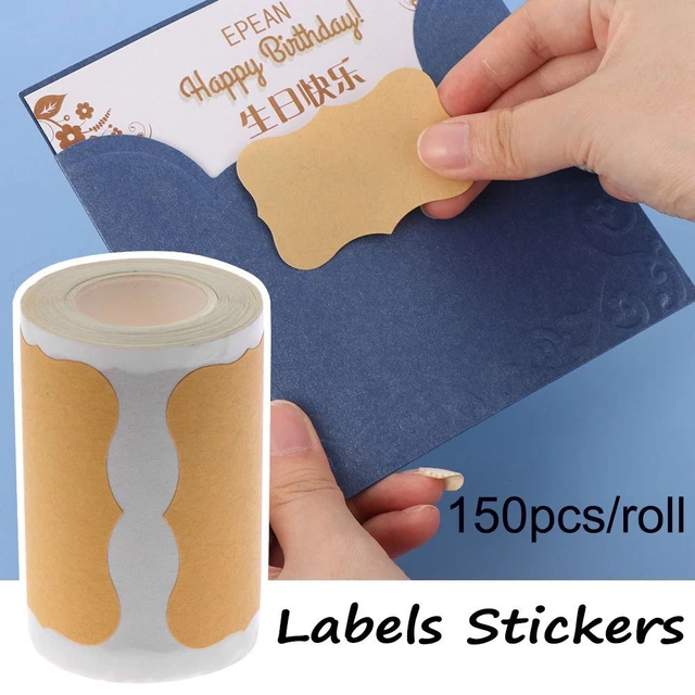 SELF ADHESIVE KRAFT Paper Packaging Seals Blank Sticky Labels Stickers ...