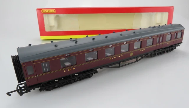 OO GAUGE HORNBY R4095 LMS 68ft Dining Car 12 Wheel Coach No 235 Maroon ...