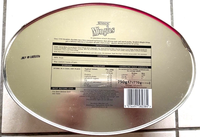 RARE DISCONTINUED BENDICKS Mingles Mint Chocolates Collectable Tin ...