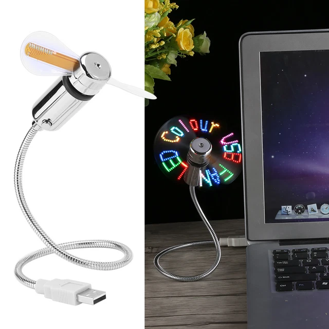 FLEXIBLE USB FAN LED Programmable Fan RGB Color Message Display For PC ...