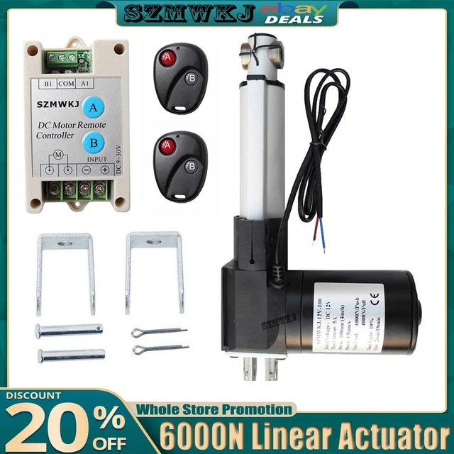 ACTUADOR LINEAL DE 4" pulgadas 6000N CC 12V motor eléctrico para elevación automática de ...
