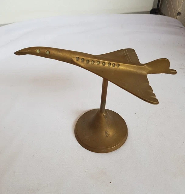 VINTAGE CIRCA 1970S Brass Model Concorde Desk Ornament on Removable ...