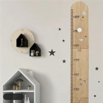 WOODEN KIDS HEIGHT Growth Chart Ruler Baby Height Meter Measurement ...