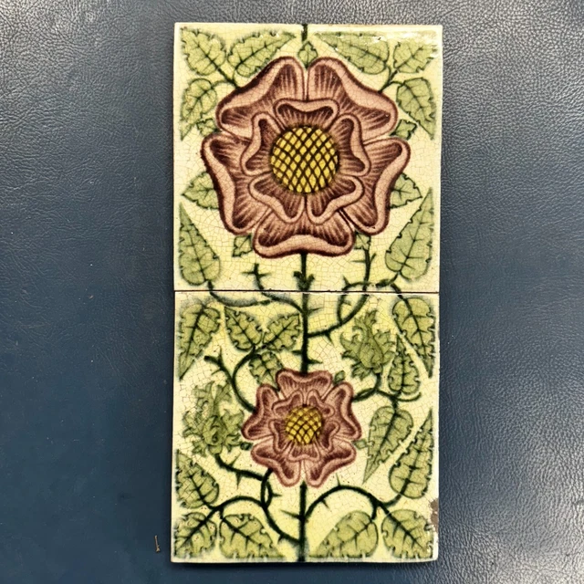 ORIGINAL WILLIAM DE Morgan Tudor Rose tile set - 19th century - arts ...