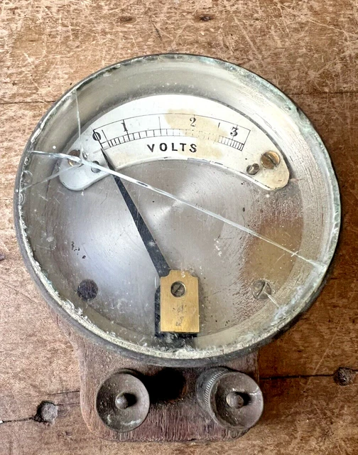 RARE VINTAGE BRASS Volt Meter HEAVY **LOOK LOW START PRICE - UNTESTED ...