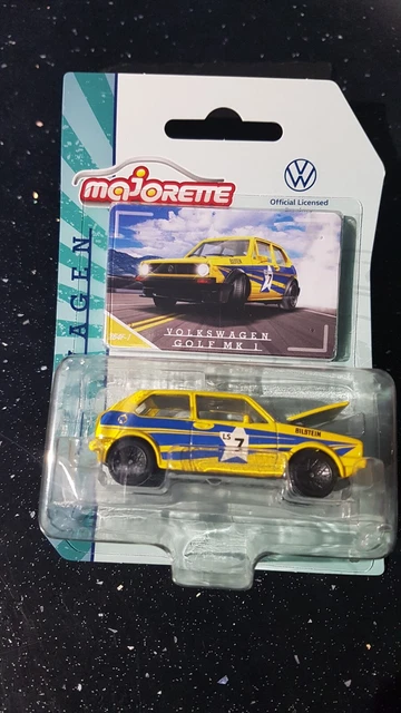 MAJORETTE ~ VOLKSWAGEN Golf MK1 with Collectors Card, Yellow & Blue ...