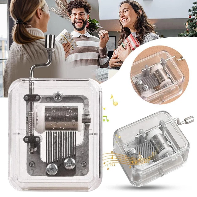 ACRYLIC HAND CRANK Music Box with Sankyo Musical Mechanism Tune: An der ...