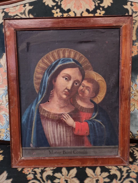 QUADRO ANTICO 1800 Santa Maria Vergine con Gesù bambino - Natività EUR ...
