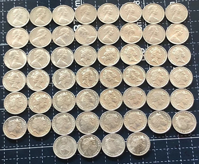1966 - 2024 Australian Five 5 Cent Coin | Qeii Set | 56 Coins Total $34 ...