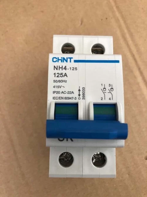 CHINT NH4-125 100 AMP Double Pole Mains Switch Disconnector 400V ...