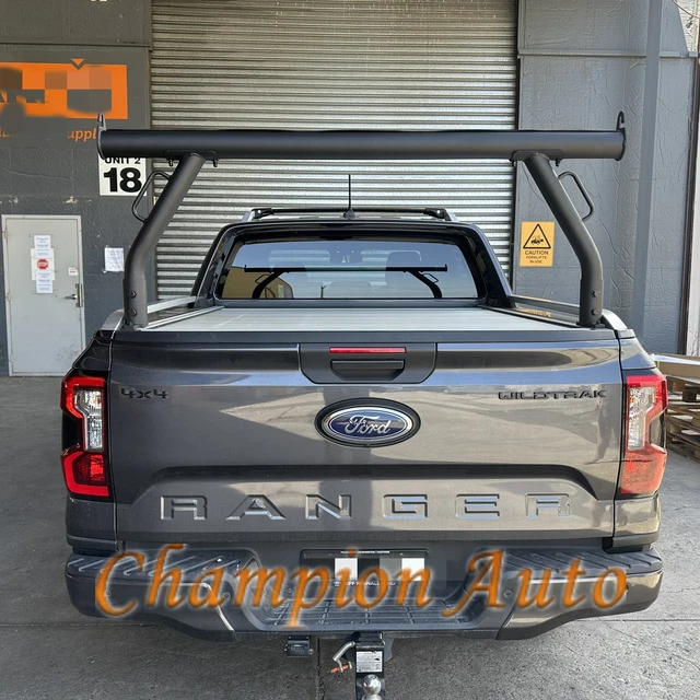 BLACK LADDER RACK FOR NEXT GEN Ford Ranger Wildtrak Roller Cover Track ...