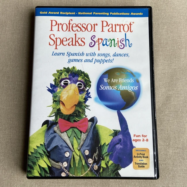 PROFESSOR PARROT SPEAKS Spanish (DVD 2009) Puppet Learn Song Dance Game ...
