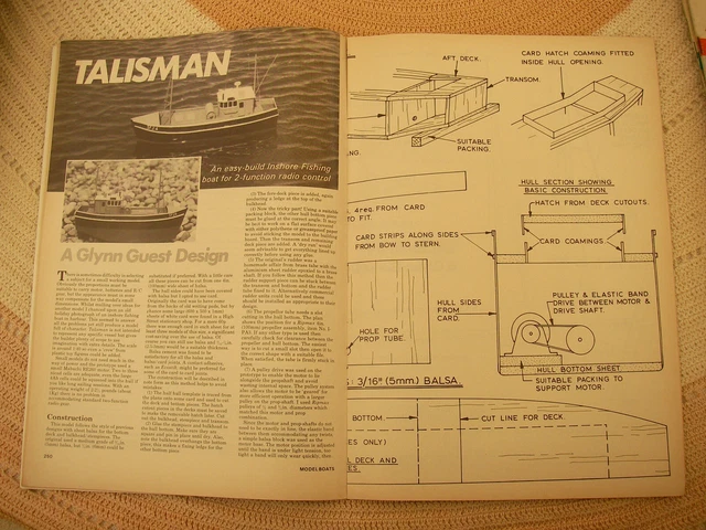 MODEL BOATS PLAN of Talisman semi scale trawler with original magazine ...