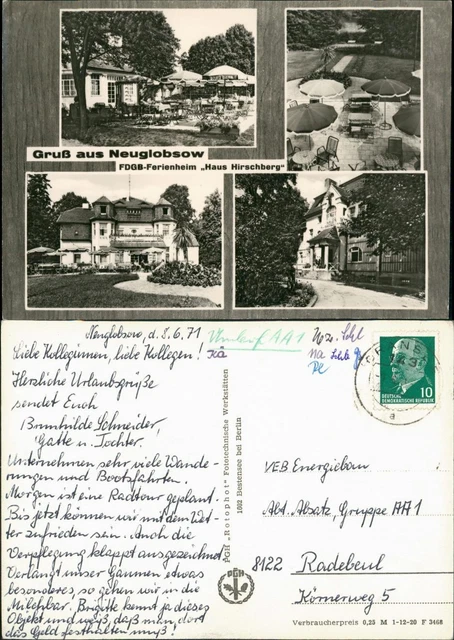 NEUGLOBSOW-STECHLIN FDGB-FERIENHEIM HAUS Hirschberg DDR Mehrbild-AK ...