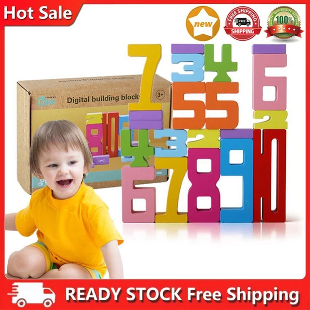 NUMBER STACKING BLOCKS Preschool Learning Activities Wooden Gift for ...
