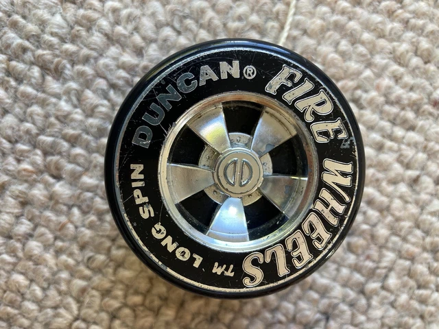 VINTAGE YO-YO RARE 1980s Duncan Fire Wheels Black Long Spin Yo-Yo £29. ...
