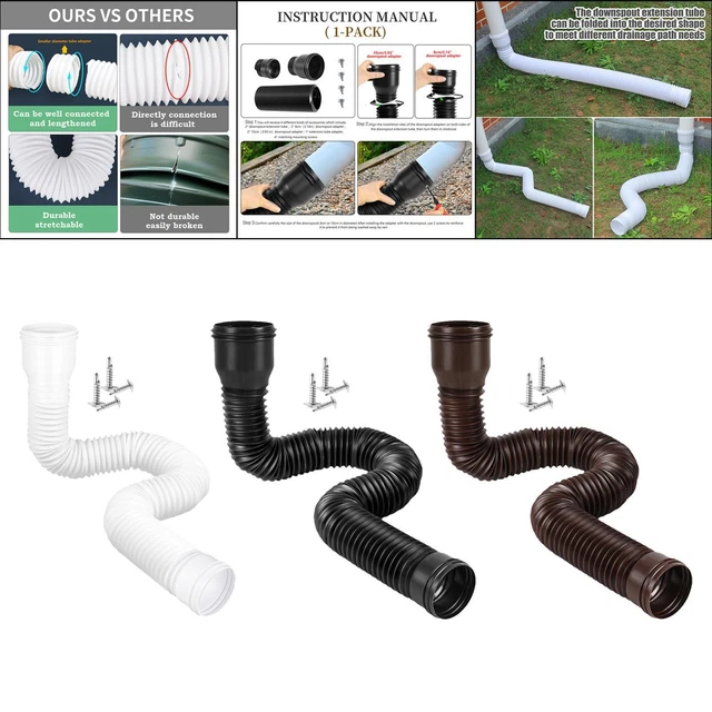 RAIN GUTTER DOWNSPOUT Extensions Flexible Universal Connector Downspout ...