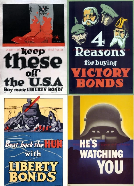 ANTI GERMAN PROPAGANDA Posters World War One WW1 WWI Art print poster ...