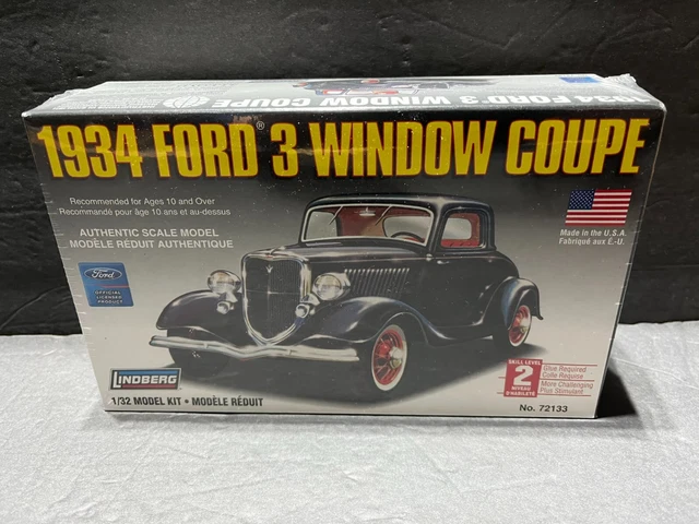 LINDBERG MODEL 1934 FORD 3 Window Coupe 1/32 kit #72133 Unassembled ...
