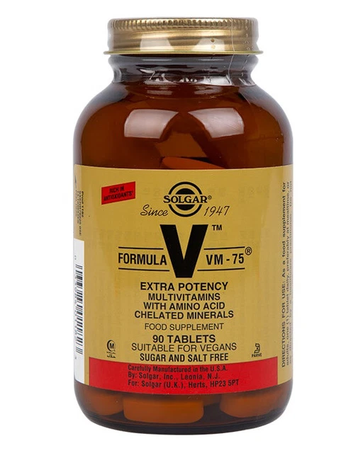 SOLGAR FORMULA VM-75. 90 Tablets. Extra High-potency Multivitamin ...