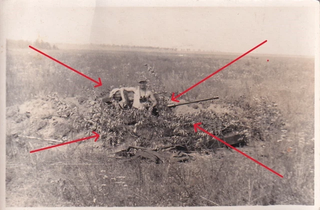 WK2 2WK FOTO Soldat Getarnter Flak Pak Geschütz Stellung Tarn Camo ...