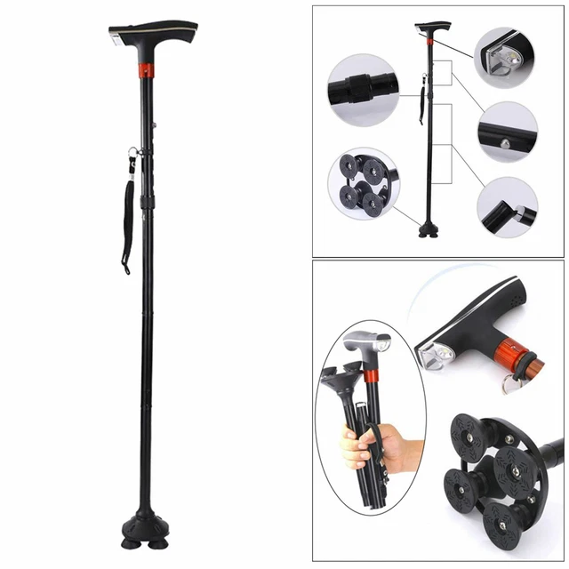 ELDERLY WALKING CANE Support Anti-Slip Four-Leg Adjustable Canes Stick ...