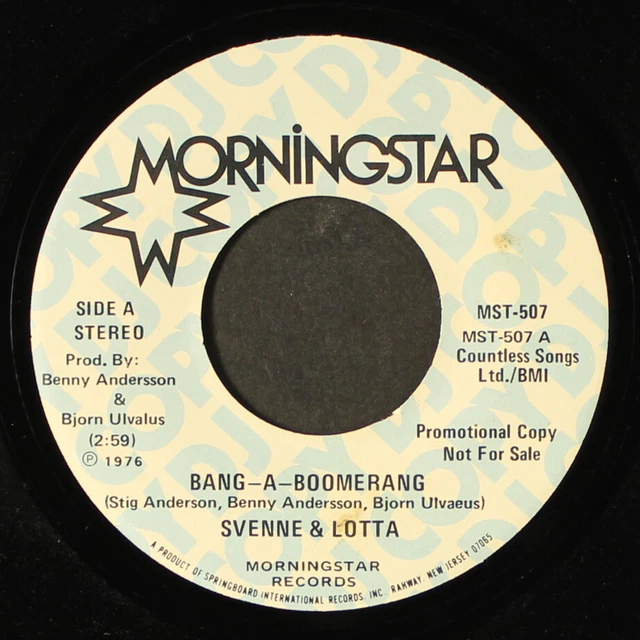 SVENNE & LUTTA : bang a boomerang / mono MORNINGSTAR 7" simple 45 tr ...