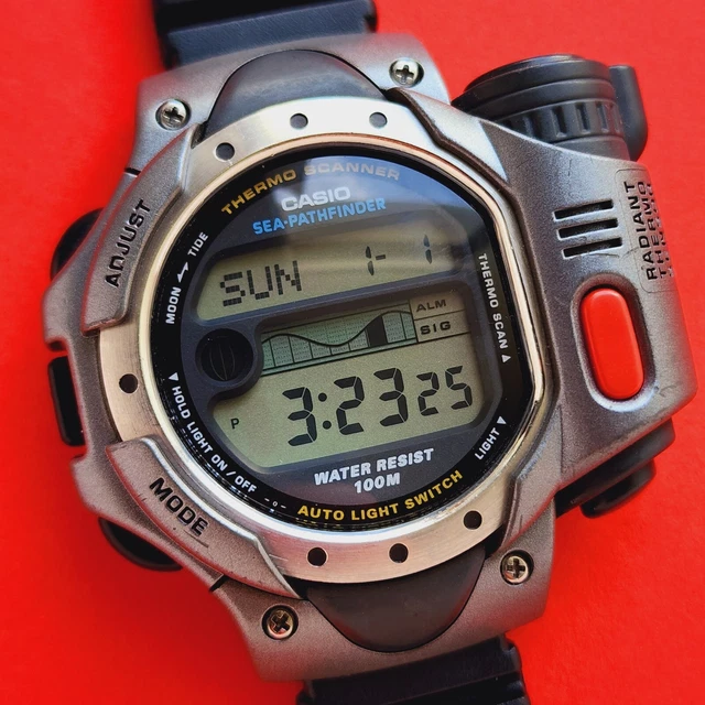 CASIO RADIENT THERMO Sensor Watch Rare Temperature Sea Pathfinder SPF ...