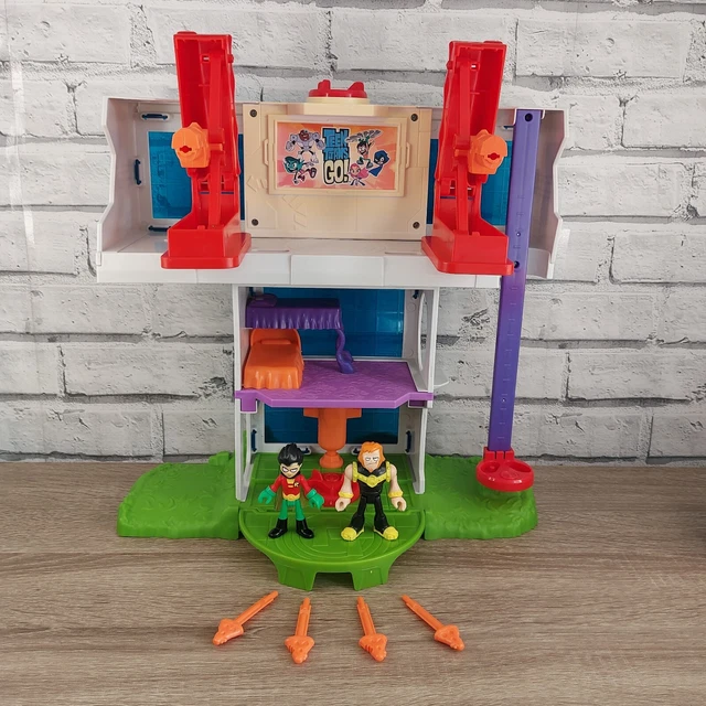 IMAGINEXT TEEN TITANS Tower Clubhouse Playset Missiles Figures Robin ...