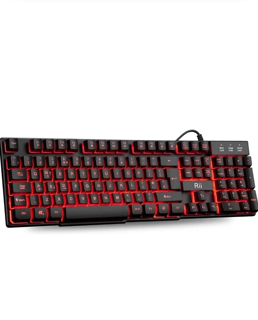 RII GAMING KEYBOARD, RK100 Light Up Keyboard Mechanical Feeling ...