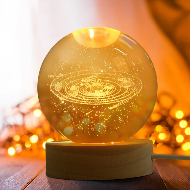 LED CRYSTAL BALL Table Lamp USB 3D Moon Planet Globe Galaxy Night ...