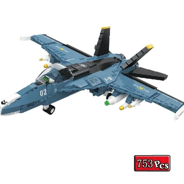 BUILDING BLOCKS MILITARY WW2 MOC F-16 Fighter Jet Aircraft Bricks Model ...